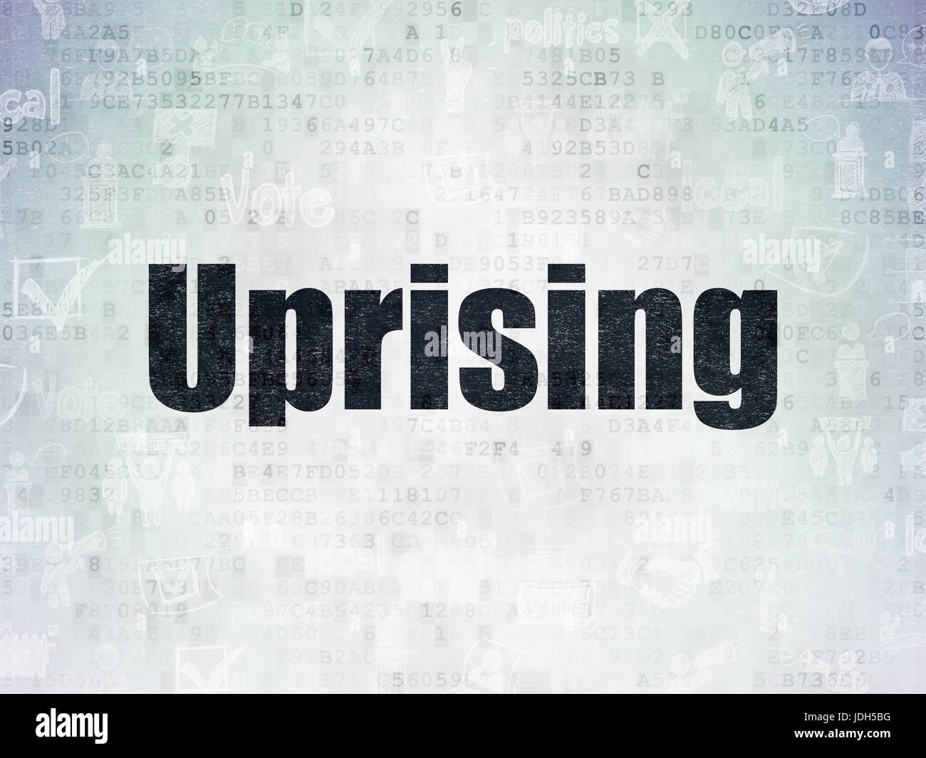 Politics concept: Uprising on Digital Data Paper background Stock Photo ...