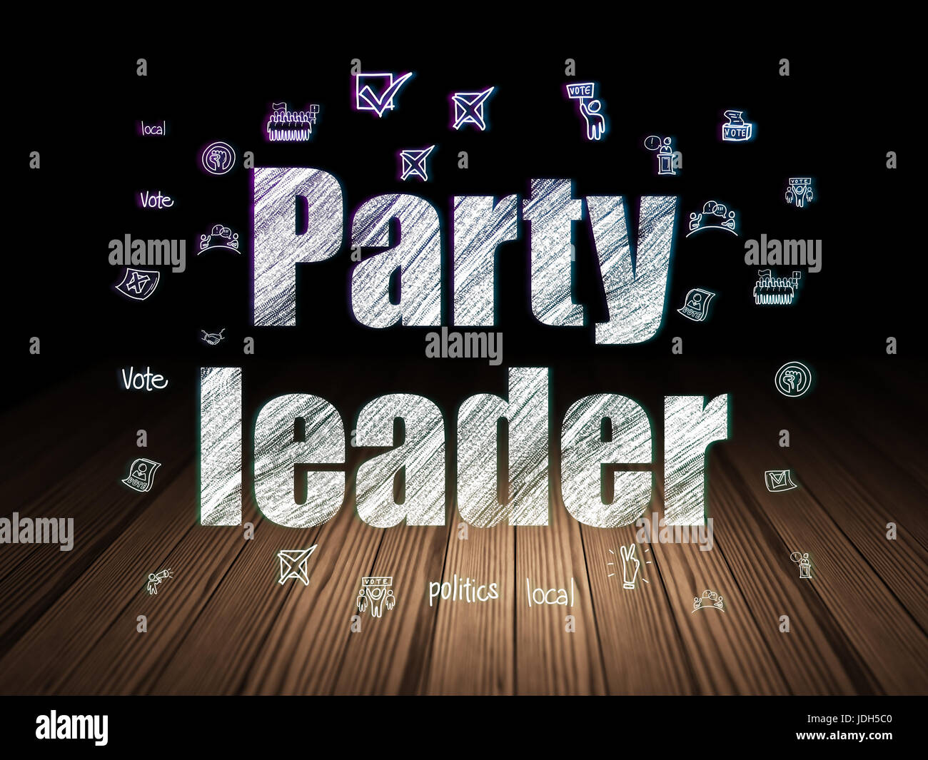 Politics concept: Party Leader in grunge dark room Stock Photo - Alamy