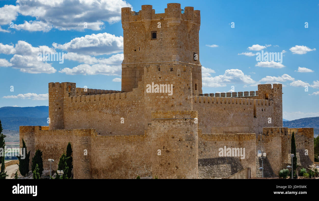 Long shot of Villena Castle, part of Route of the Castles Stock Photo ...