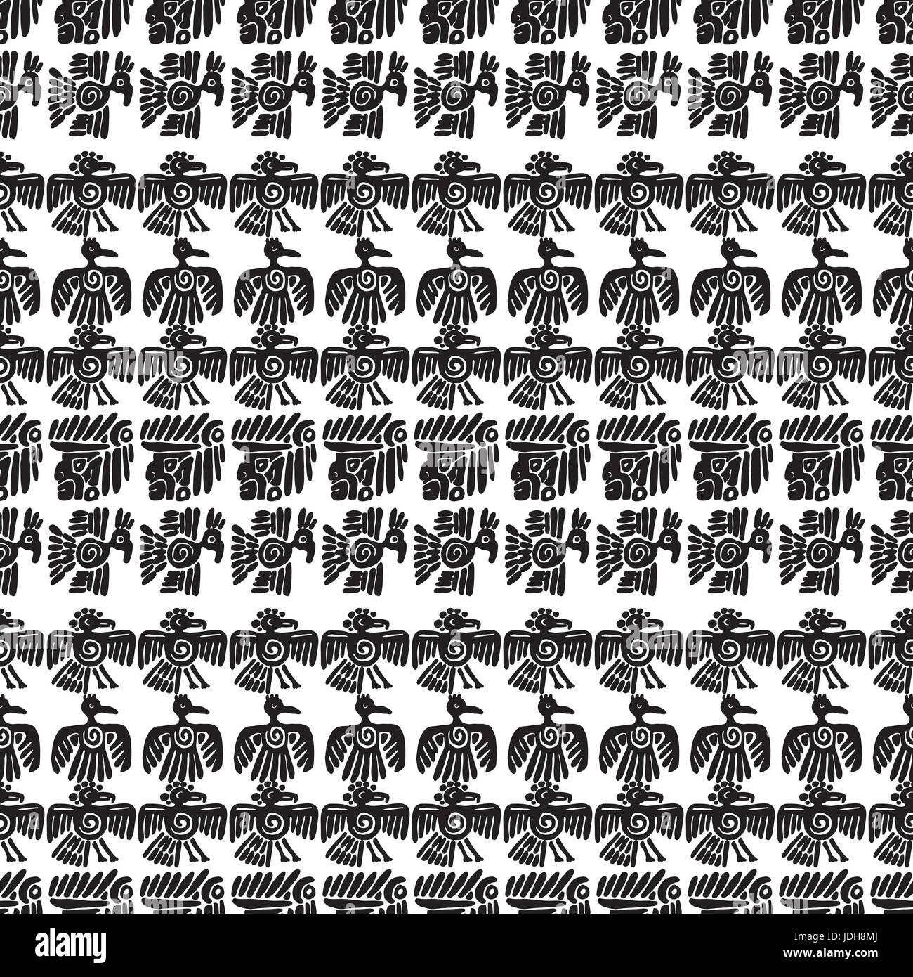 Seamless maya pattern. Black and white ethnic elements Stock Vector ...