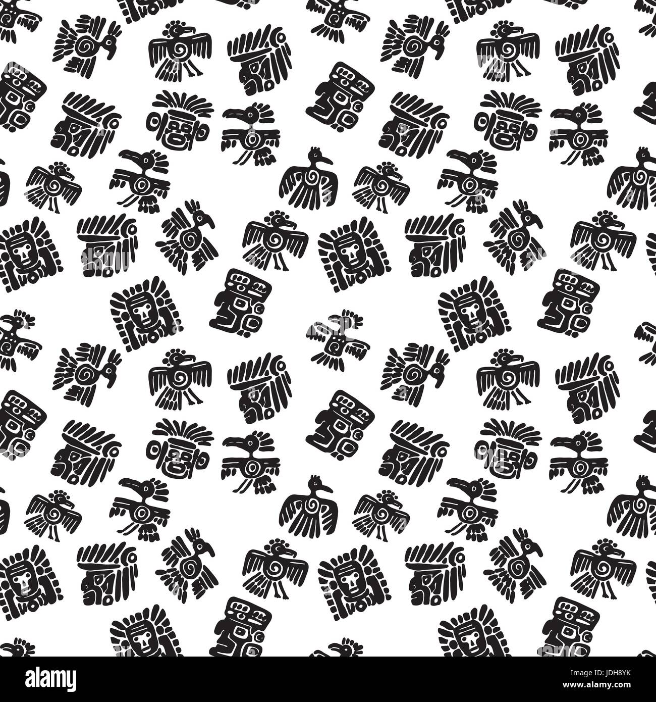 Seamless maya pattern. Black and white ethnic elements Stock Vector ...