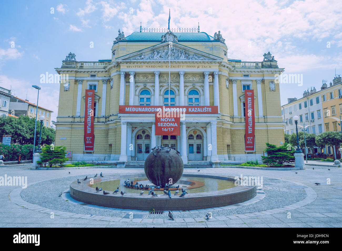 Rijeka old center and waterfall. 2017 Stock Photo - Alamy
