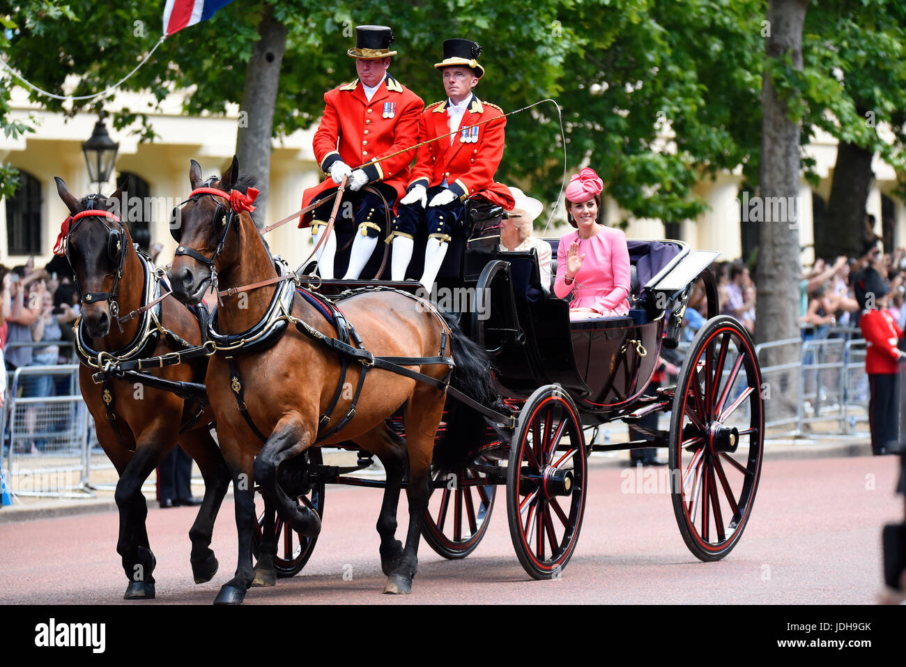 Duchess of Cambridge in a horse drawn carriage in Trooping the Colour ...