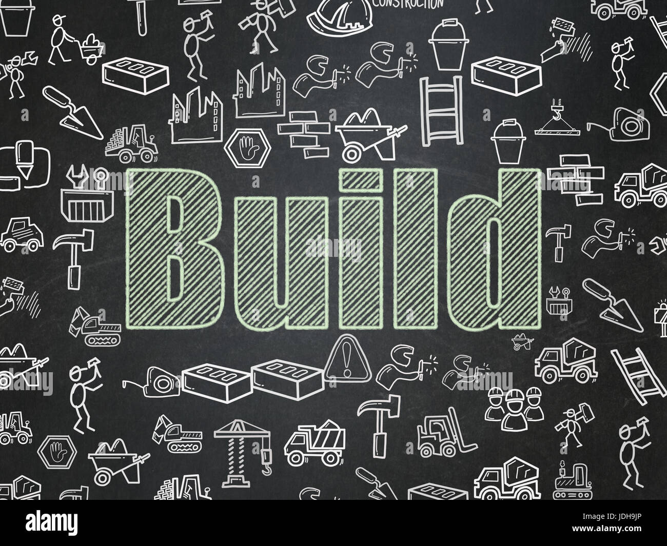 Building construction concept: Build on School board background Stock ...