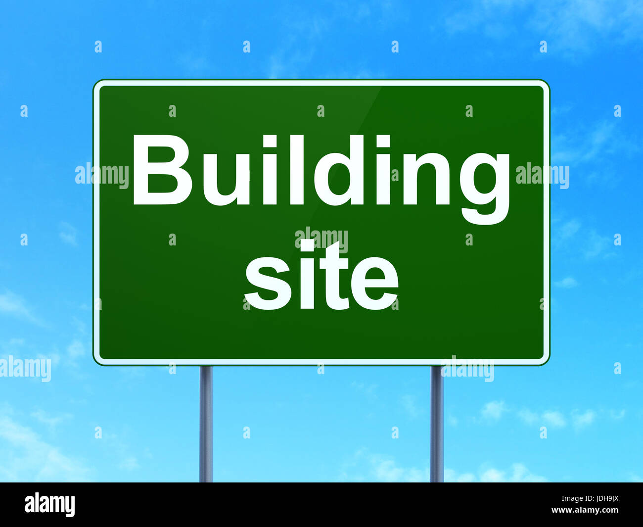 Constructing concept: Building Site on road sign background Stock Photo ...