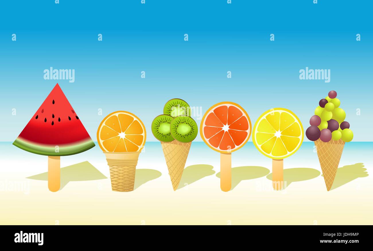 Summer fruit ice-creams Stock Vector Image & Art - Alamy