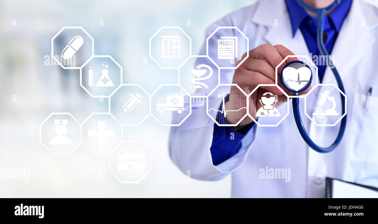 Representation communication fields of medicine. Doctor with ...