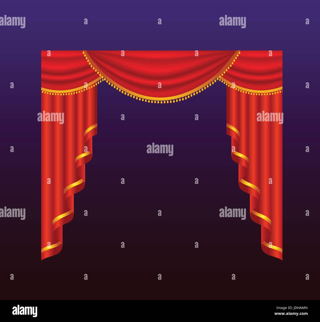 Curtains - realistic vector red drapes illustration Stock Vector Image ...