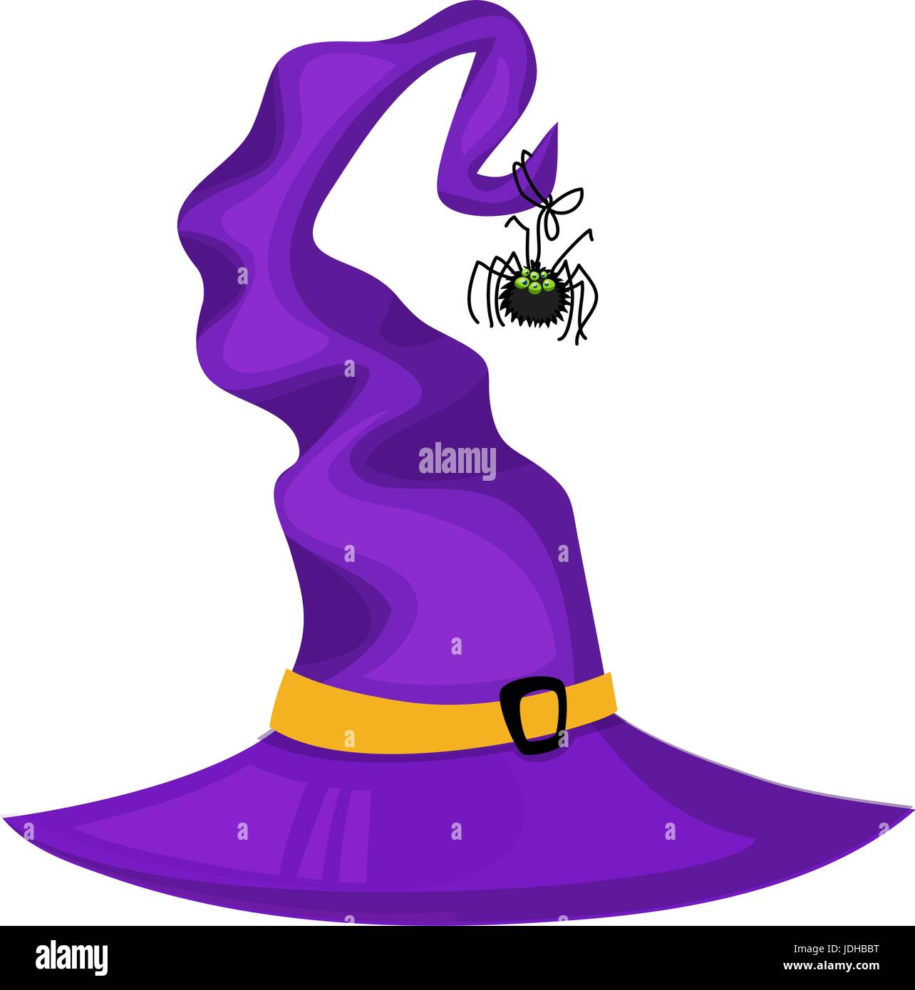 Halloween witch hat and spider. Halloween icon isolated on white ...