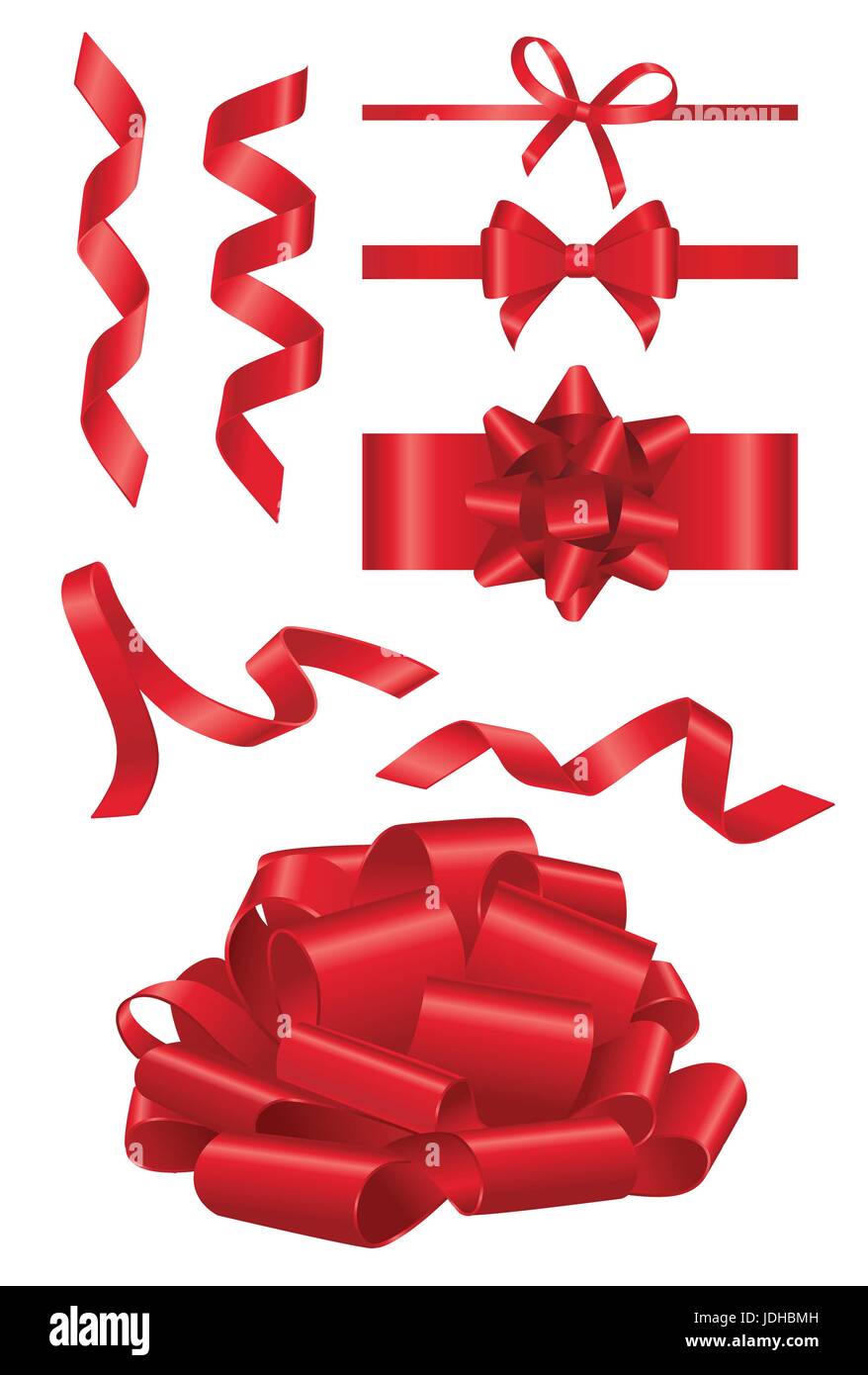 Red Ribbon - realistic vector set of objects Stock Vector Image & Art ...