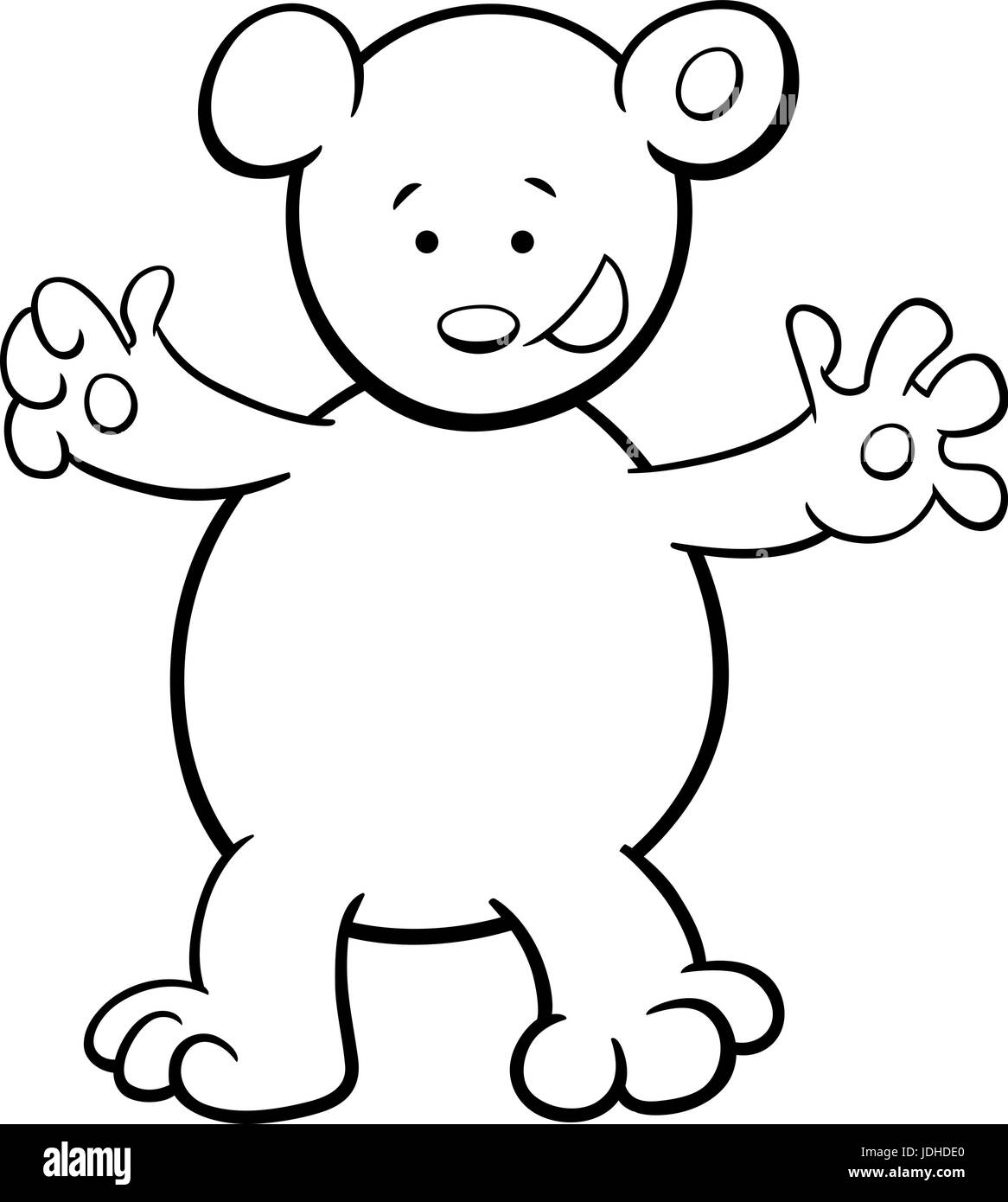 Black and White Cartoon Illustration of Little Bear Animal Character ...
