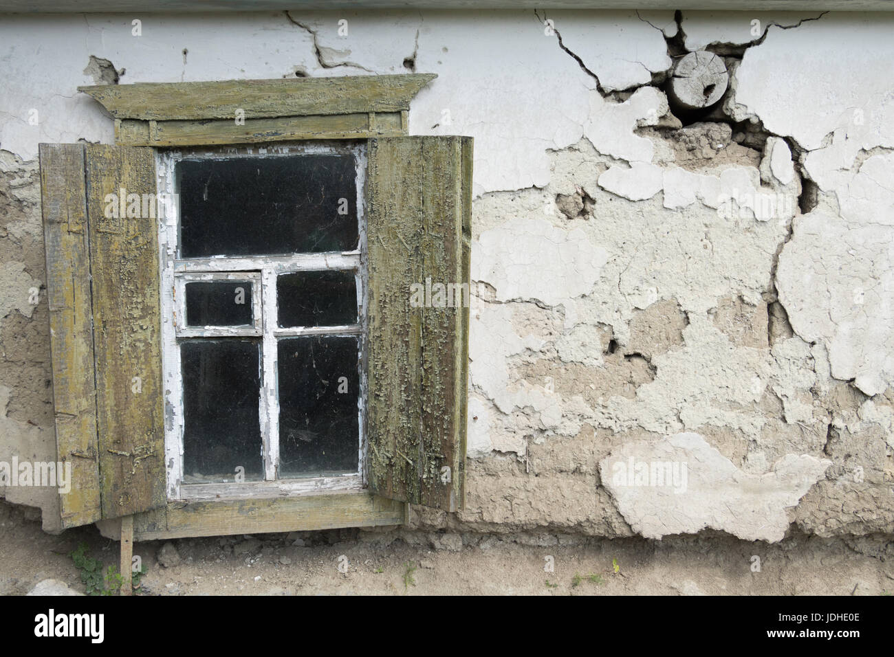View of an old house with open window Stock Photo - Alamy