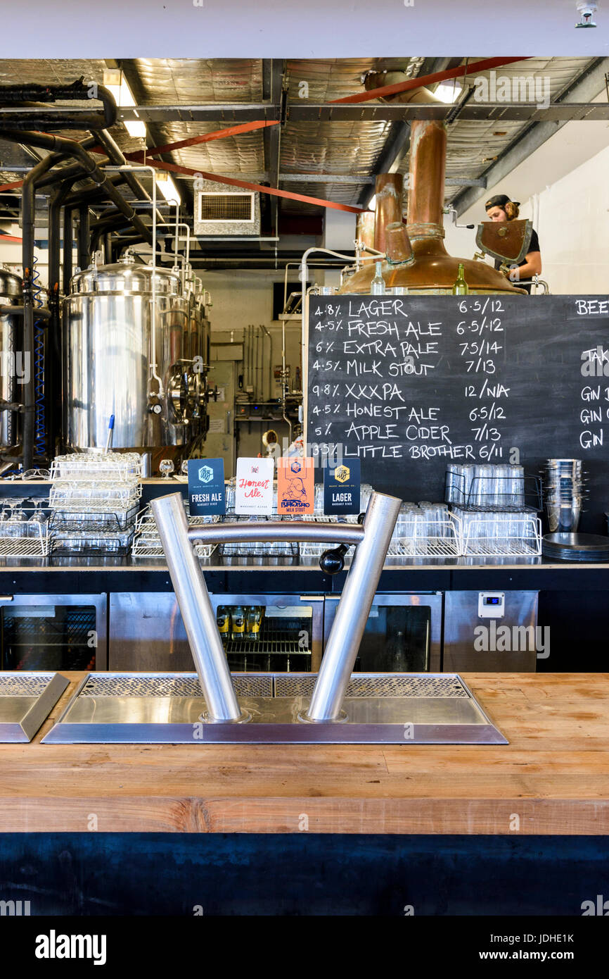 Beer taps and brewery at the Black Brewing Co. including Taj Burrow’s ...
