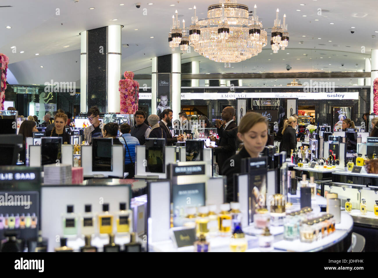 London, England - April 4, 2017: Interior of the famous Harrods ...