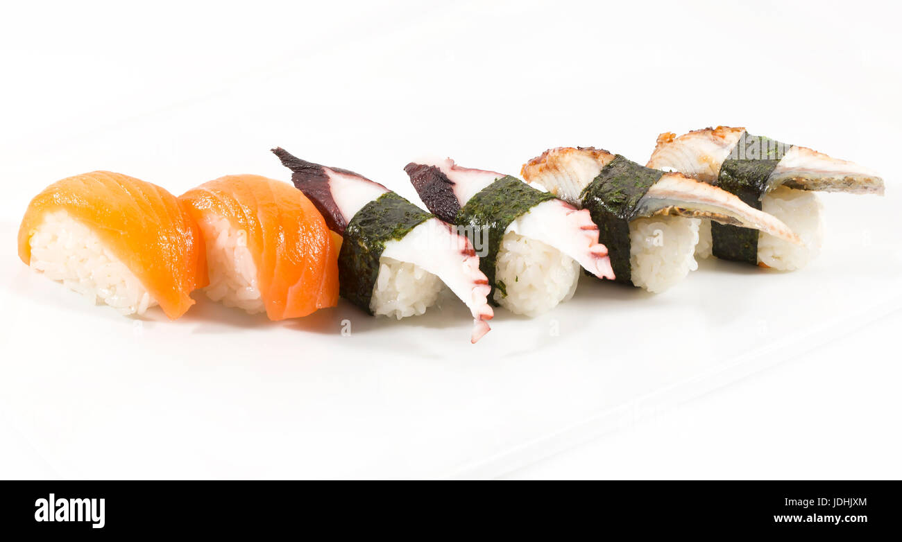Delicious seafood sushi at a Japanese restaurant Stock Photo - Alamy