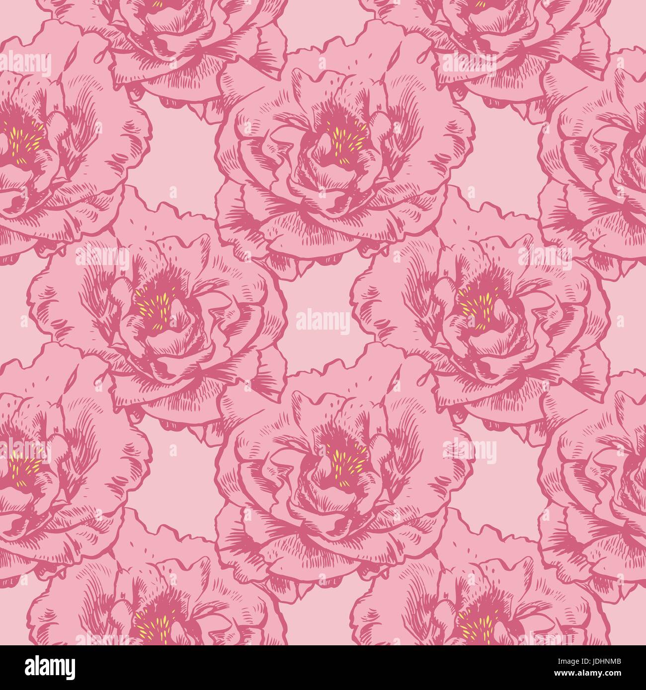Hand-drawing peonies. Vector graphic flowers. Decorative background for ...