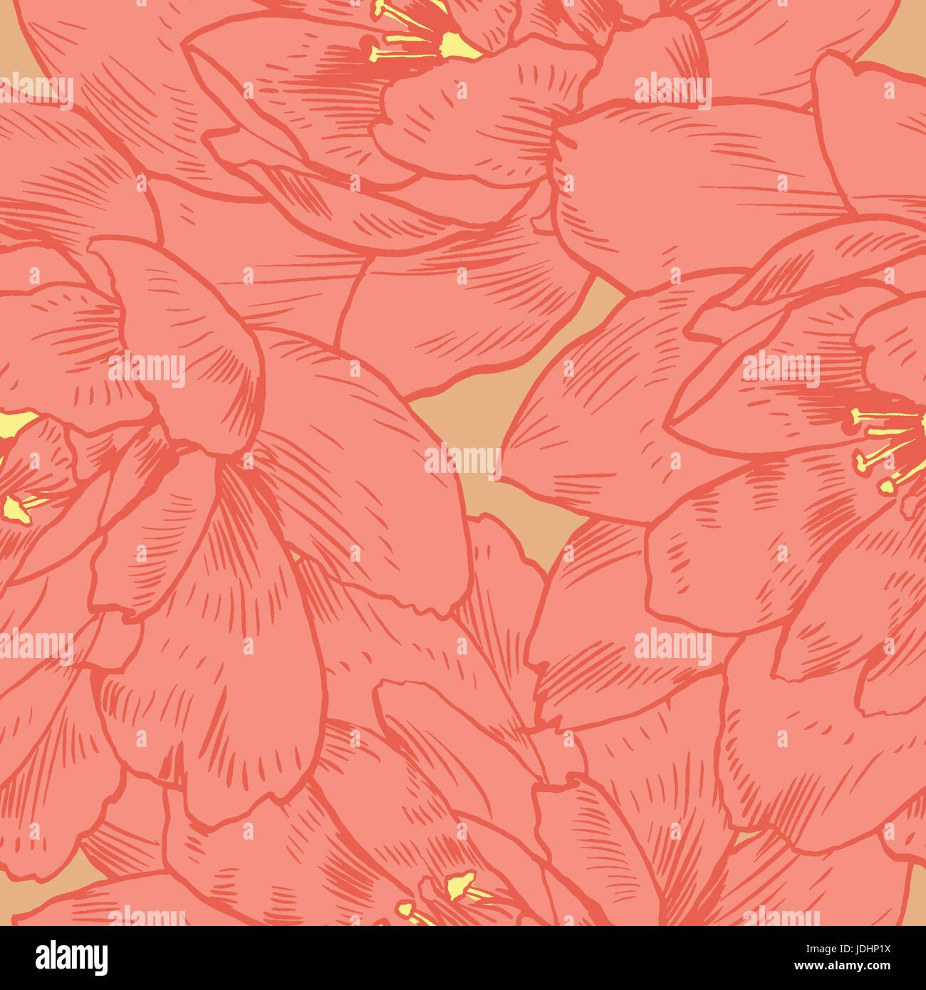 Hand-drawing peonies. Vector graphic flowers. Decorative background for ...