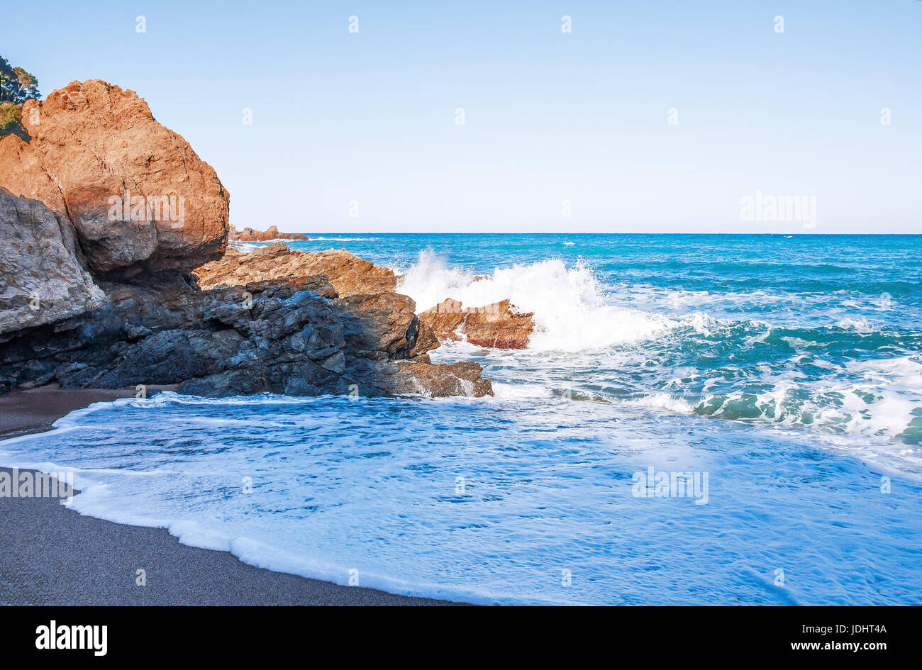 Spain. Catalonia. Costa Brava. Beach Sa Riera. Beautiful views of the ...