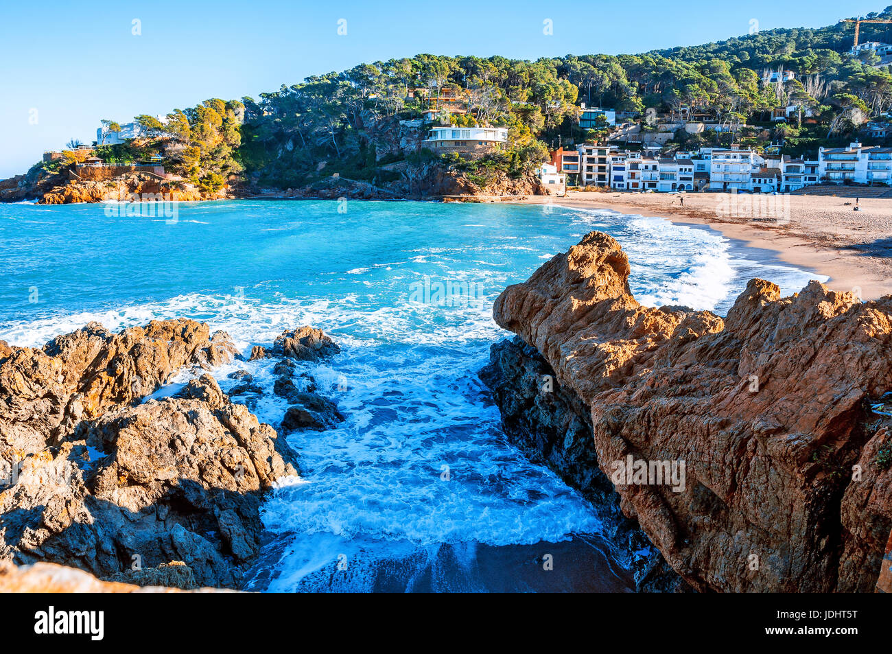 Spain. Catalonia. Costa Brava. Beach Sa Riera. Beautiful views of the ...