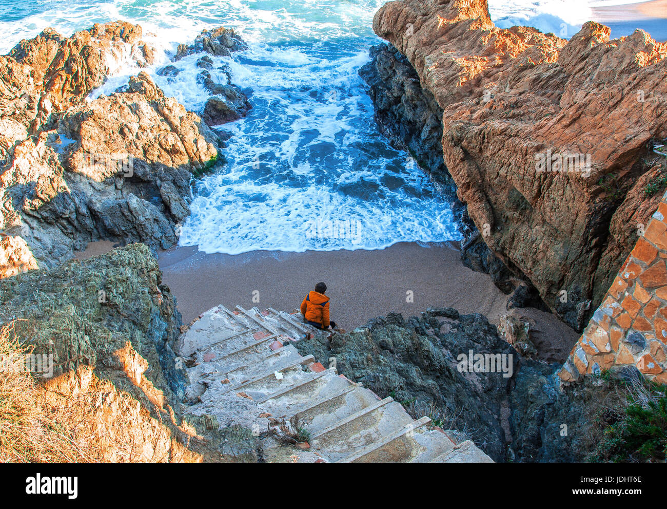 Spain. Catalonia. Costa Brava. Beach Sa Riera. Beautiful views of the ...