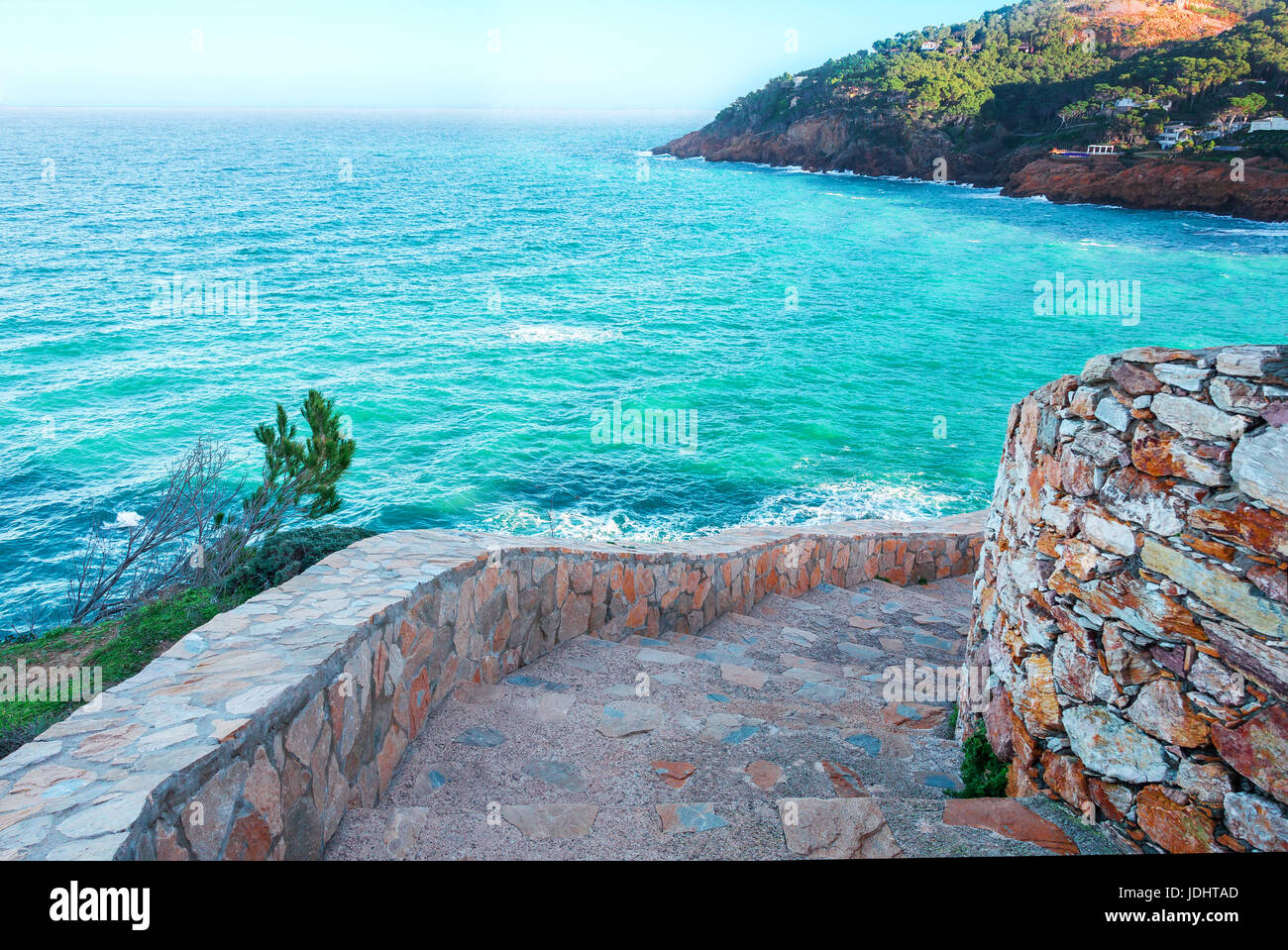 Spain. Catalonia. Costa Brava. Beach Sa Riera. Beautiful views of the ...