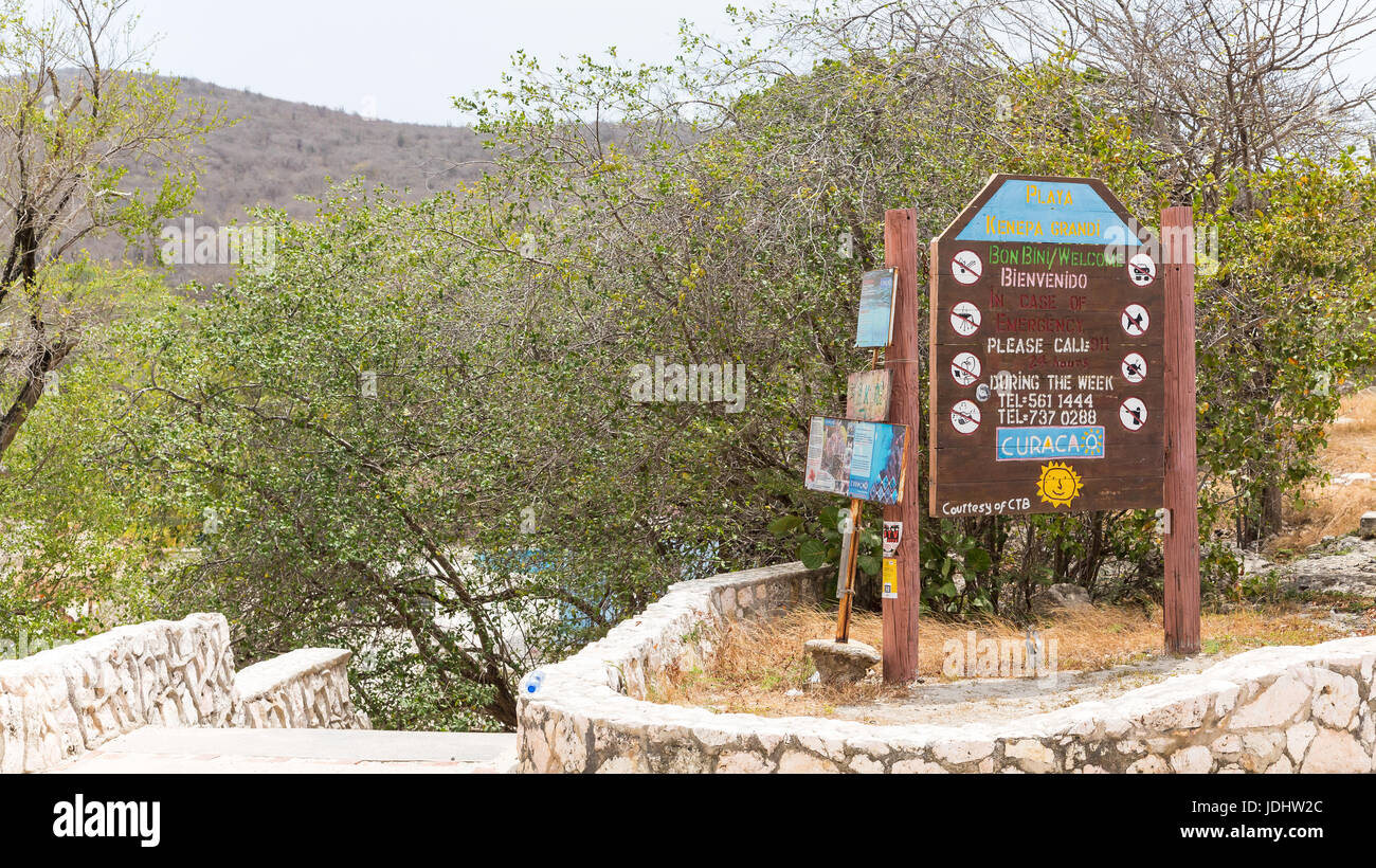 Curacao Beach Sign Stock Photo - Alamy
