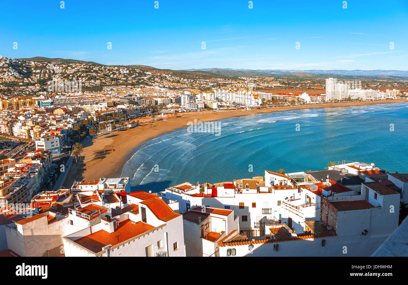 Spain. Valencia, Peniscola. View of the sea from a height of Pope Luna ...