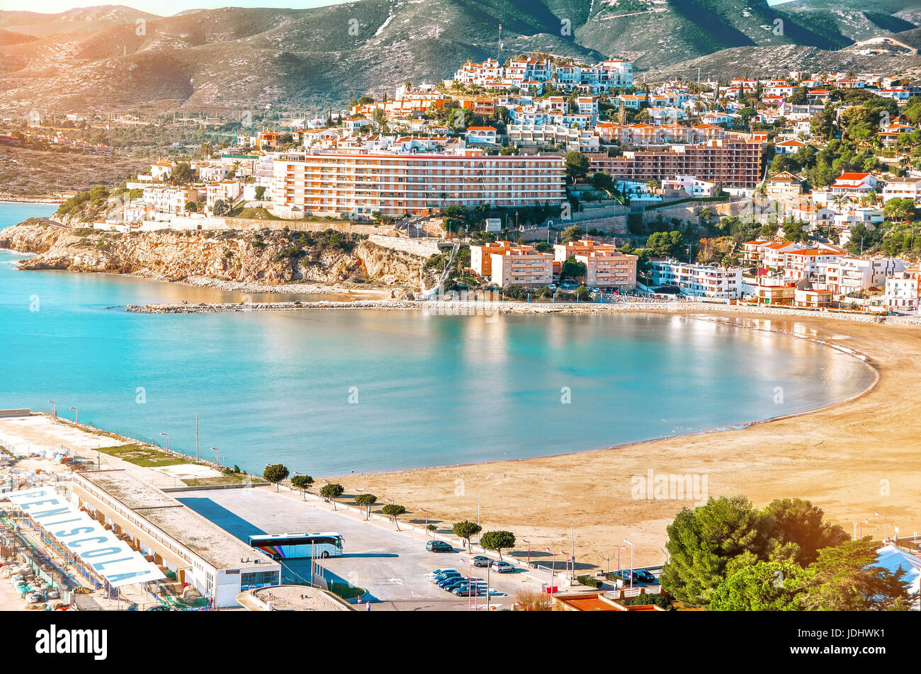 Spain. Valencia, Peniscola. View of the sea from a height of Pope Luna ...