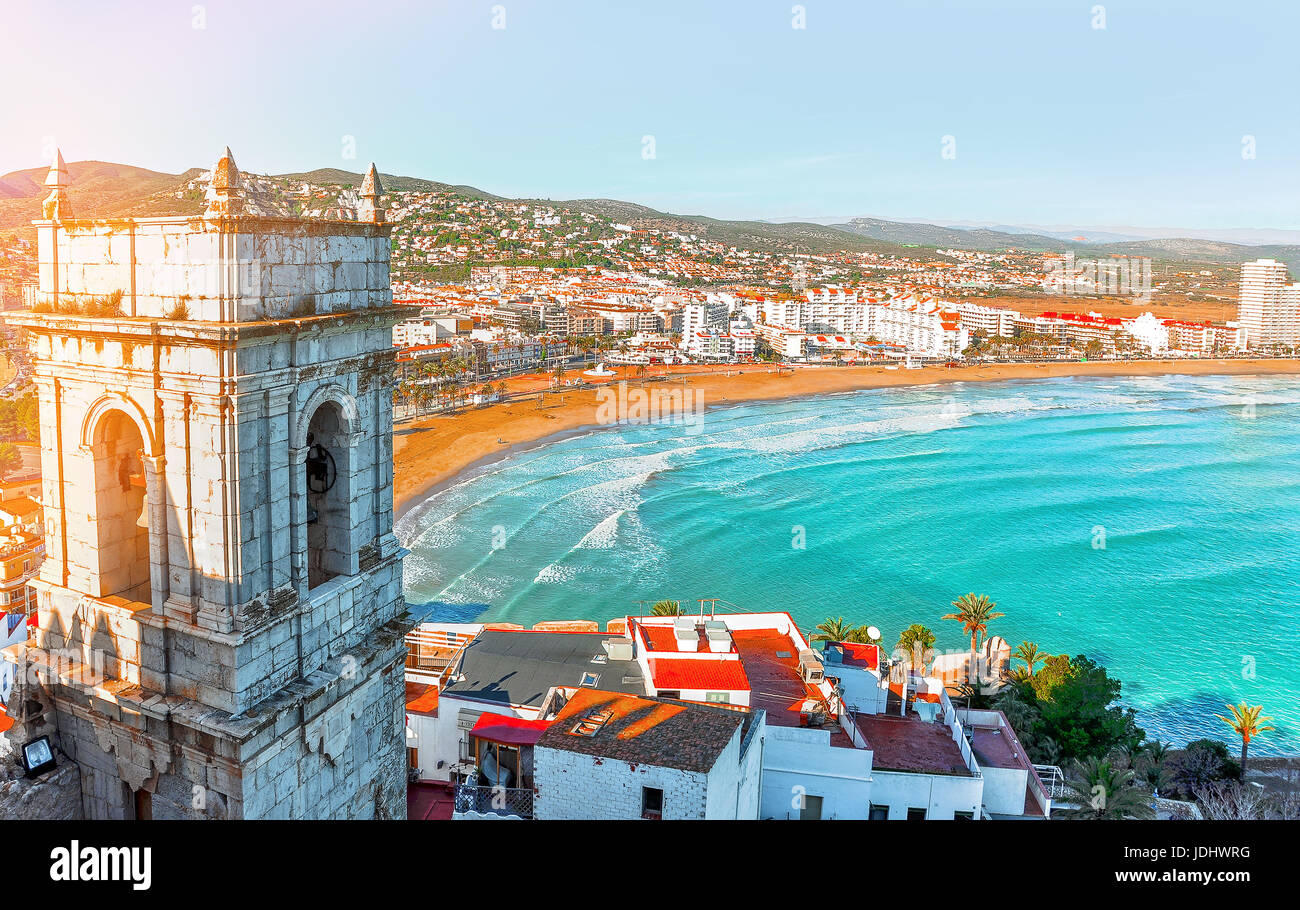 Spain. Valencia, Peniscola. View of the sea from a height of Pope Luna ...