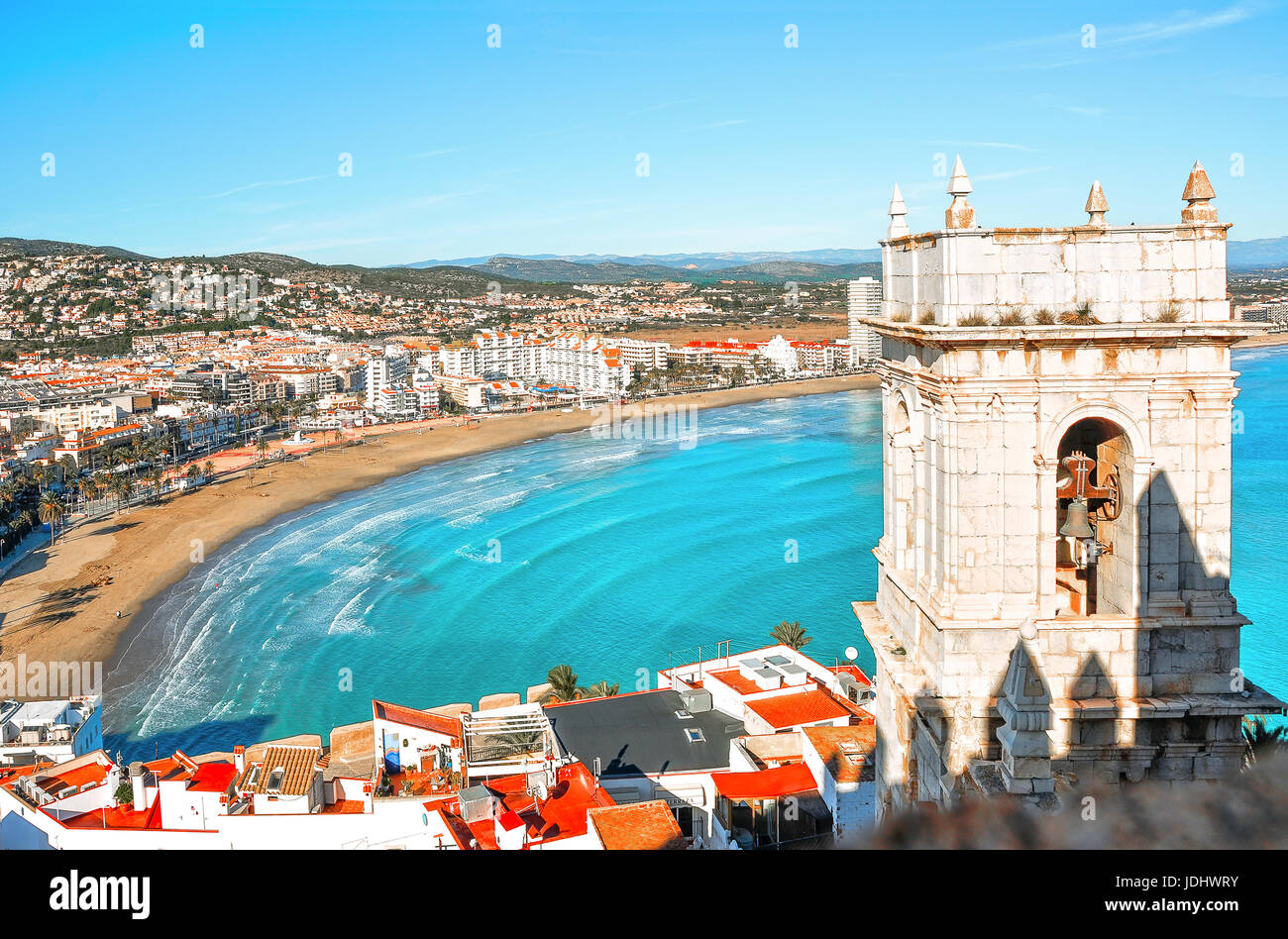 Spain. Valencia, Peniscola. View of the sea from a height of Pope Luna ...