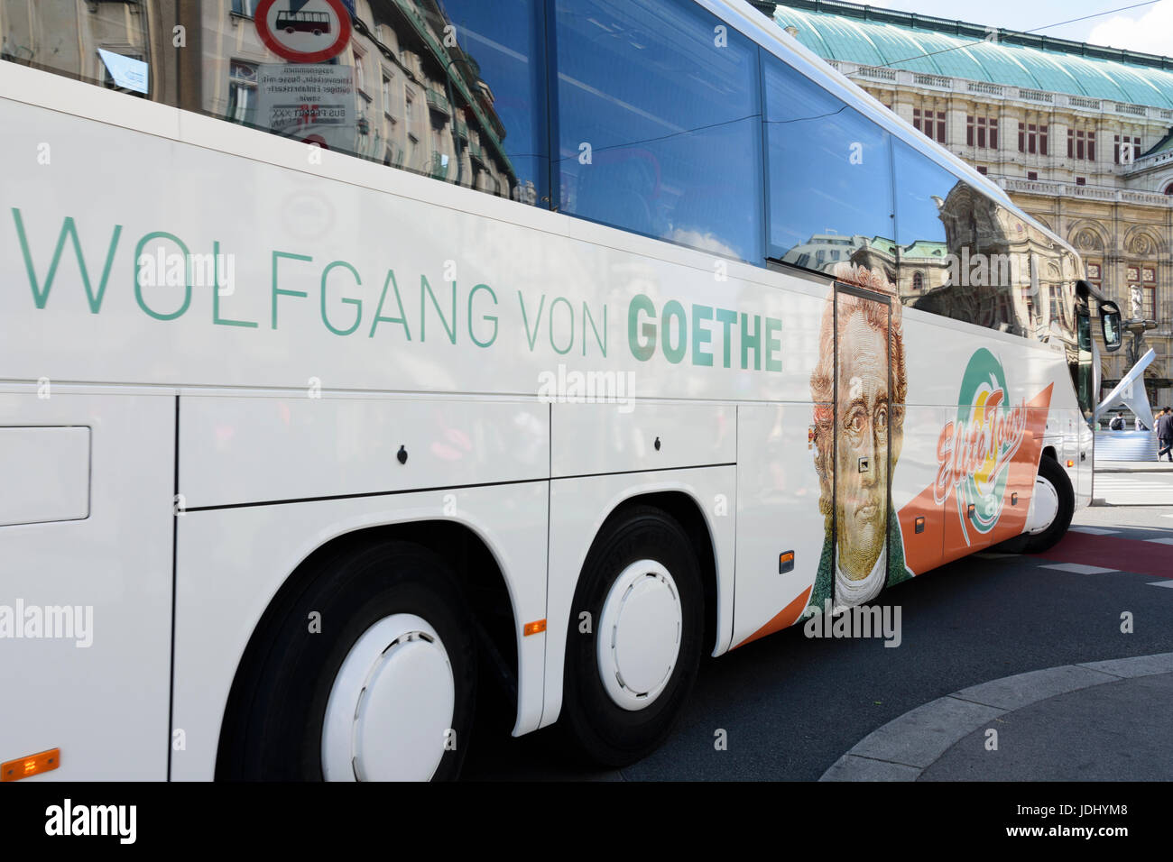 Austria. Vienna. Tourist bus making a curve in the centre of Vienna ...