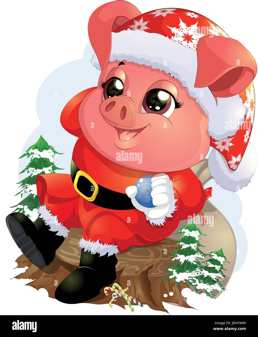 Pig in santa costume for the new year Stock Vector Image & Art - Alamy