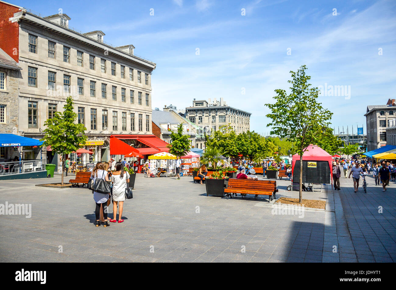 Montreal, Canada - June 15, 2017: Tourists on Jacques Cartier place ...