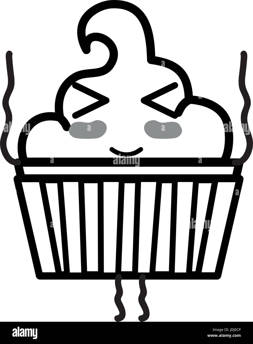 silhouette kawaii cute funny muffin dessert Stock Vector Image & Art ...