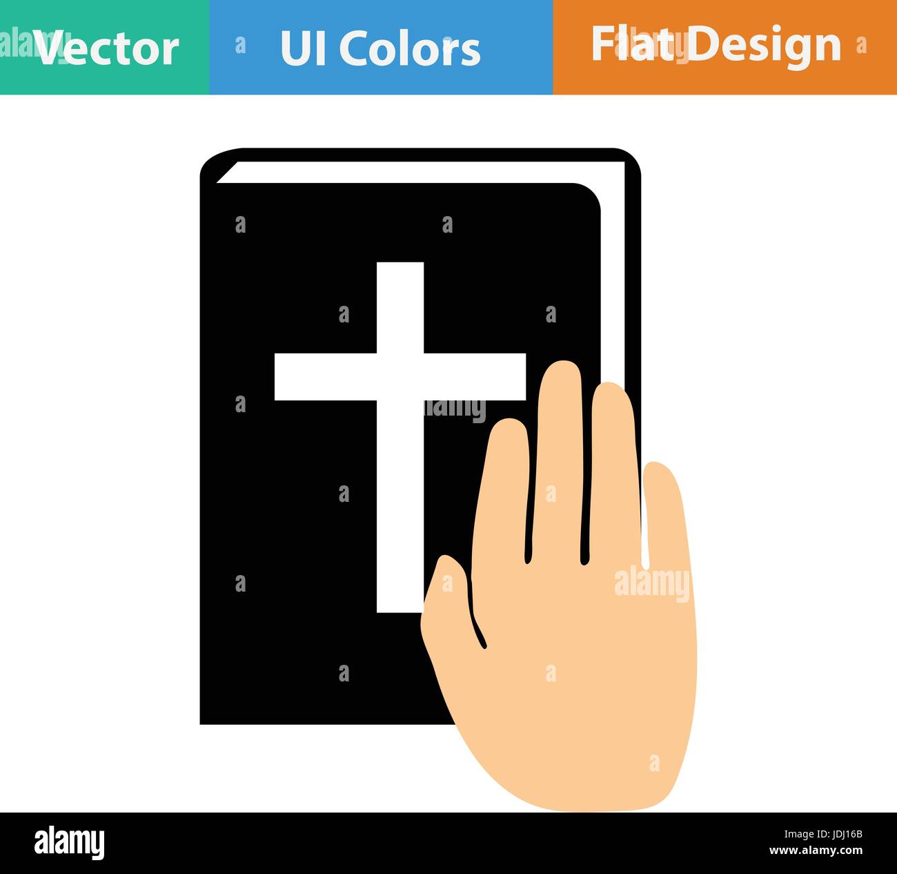Hand on Bible icon. Flat color design. Vector illustration Stock Vector ...