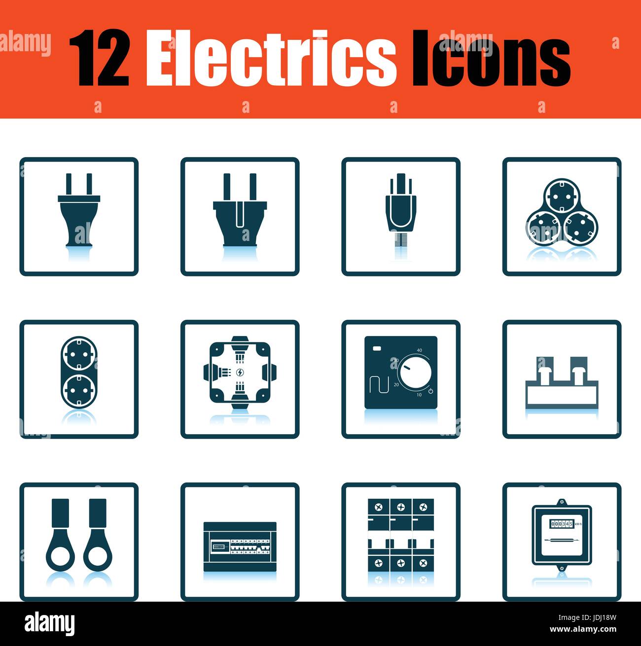 Electrics icon set. Shadow reflection design. Vector illustration Stock ...