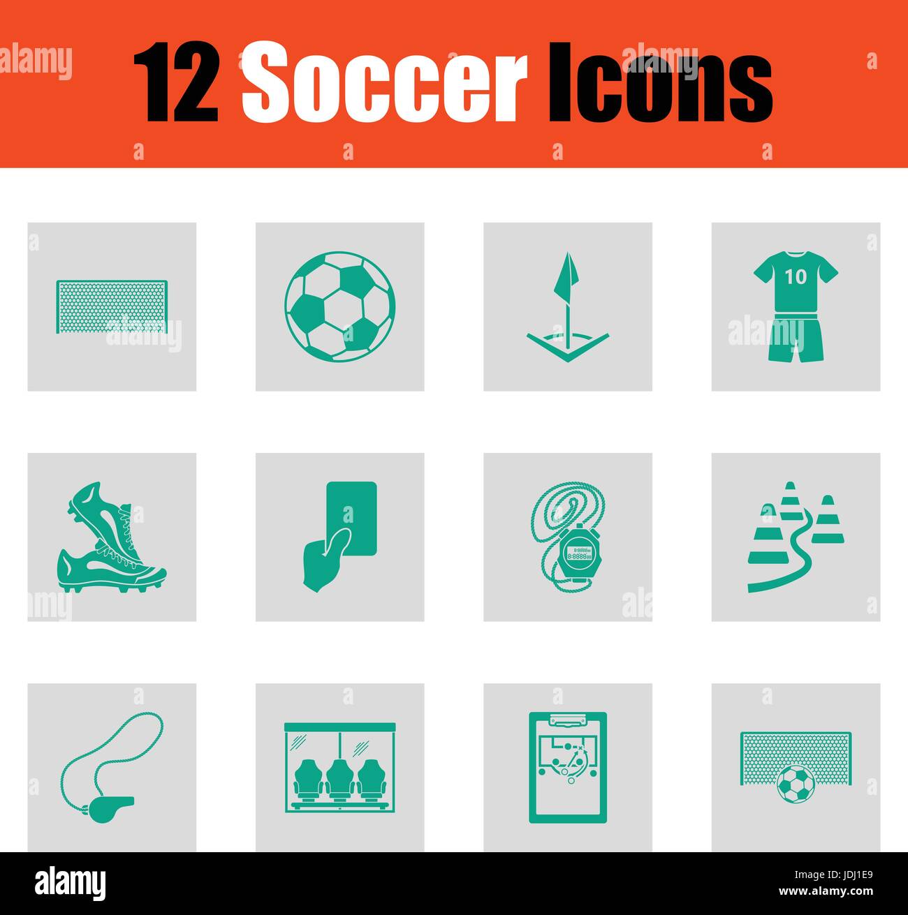 Set of soccer icons. Green on gray design. Vector illustration Stock ...
