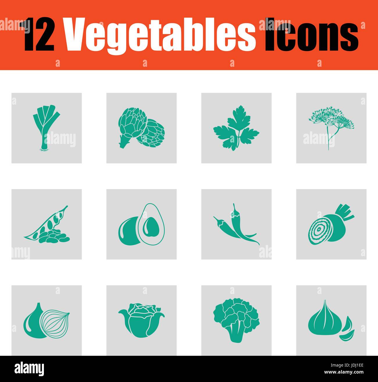Vegetables icon set. Green on gray design. Vector illustration Stock ...