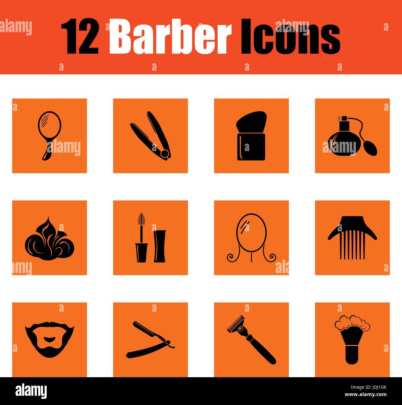 Barber icon set. Orange design. Vector illustration Stock Vector Image ...
