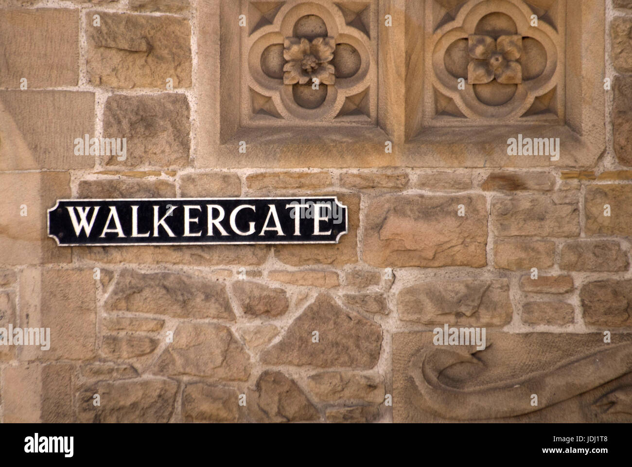 Walkergate street sign, Durham Stock Photo - Alamy