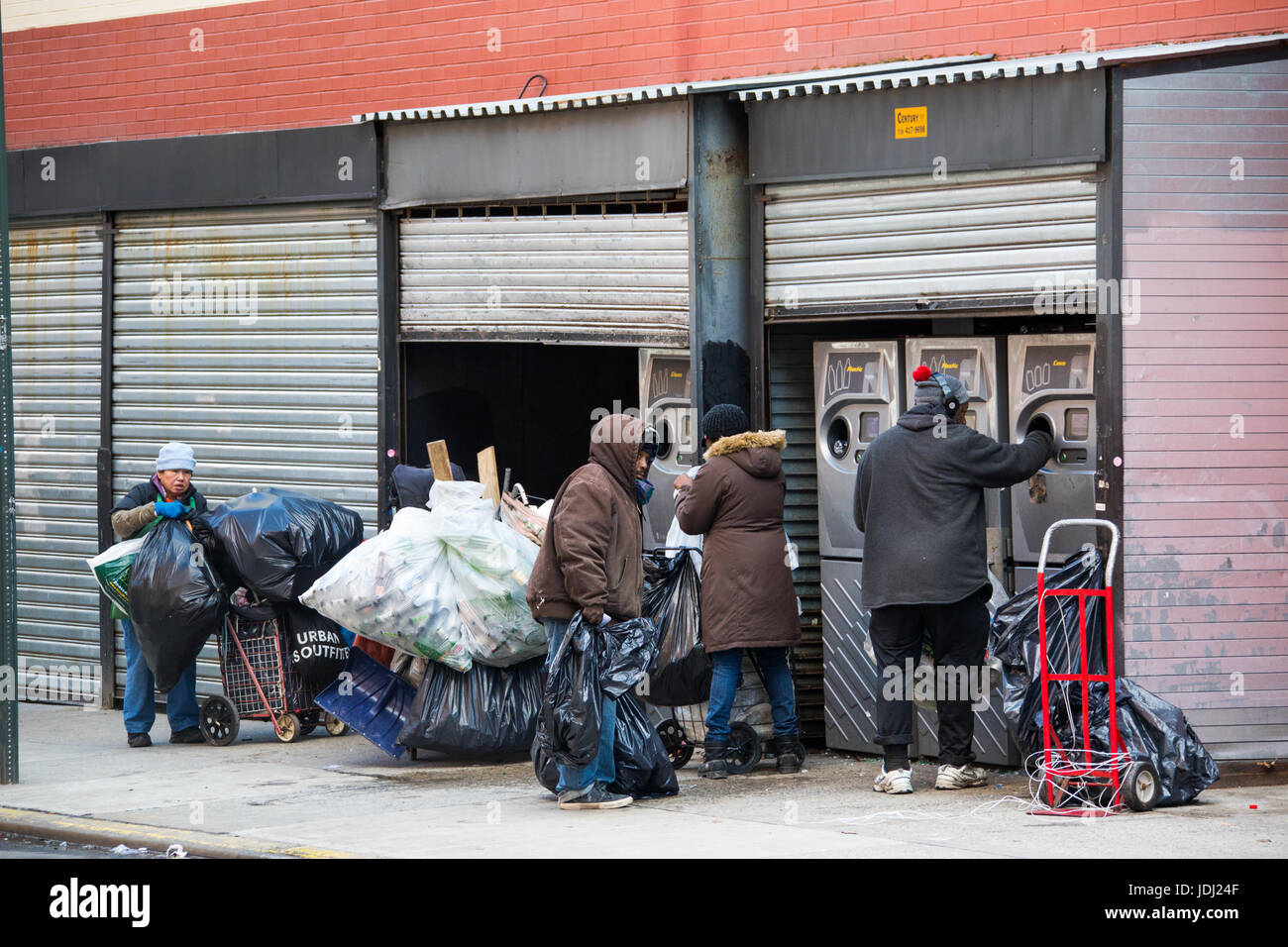 Redeeming cans in the East Village, Manhattan, New York CIty, USA Stock ...