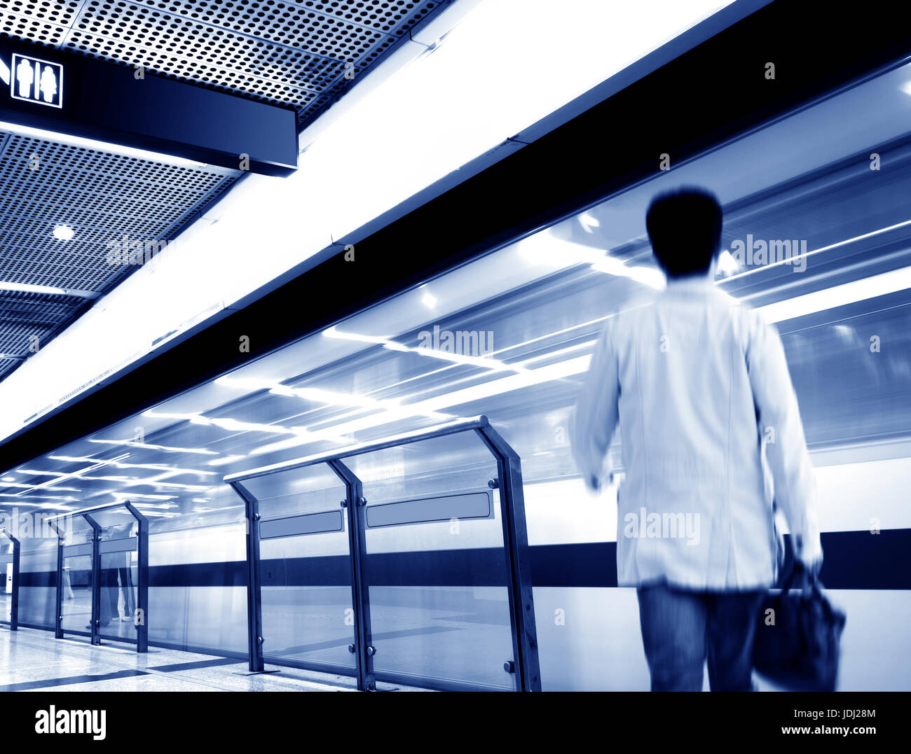 Subway. Underground station, motion blur. Tint blue Stock Photo - Alamy