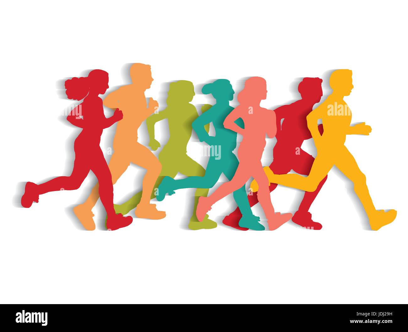 Sport running people cutout flat silhouette Stock Vector Image & Art ...
