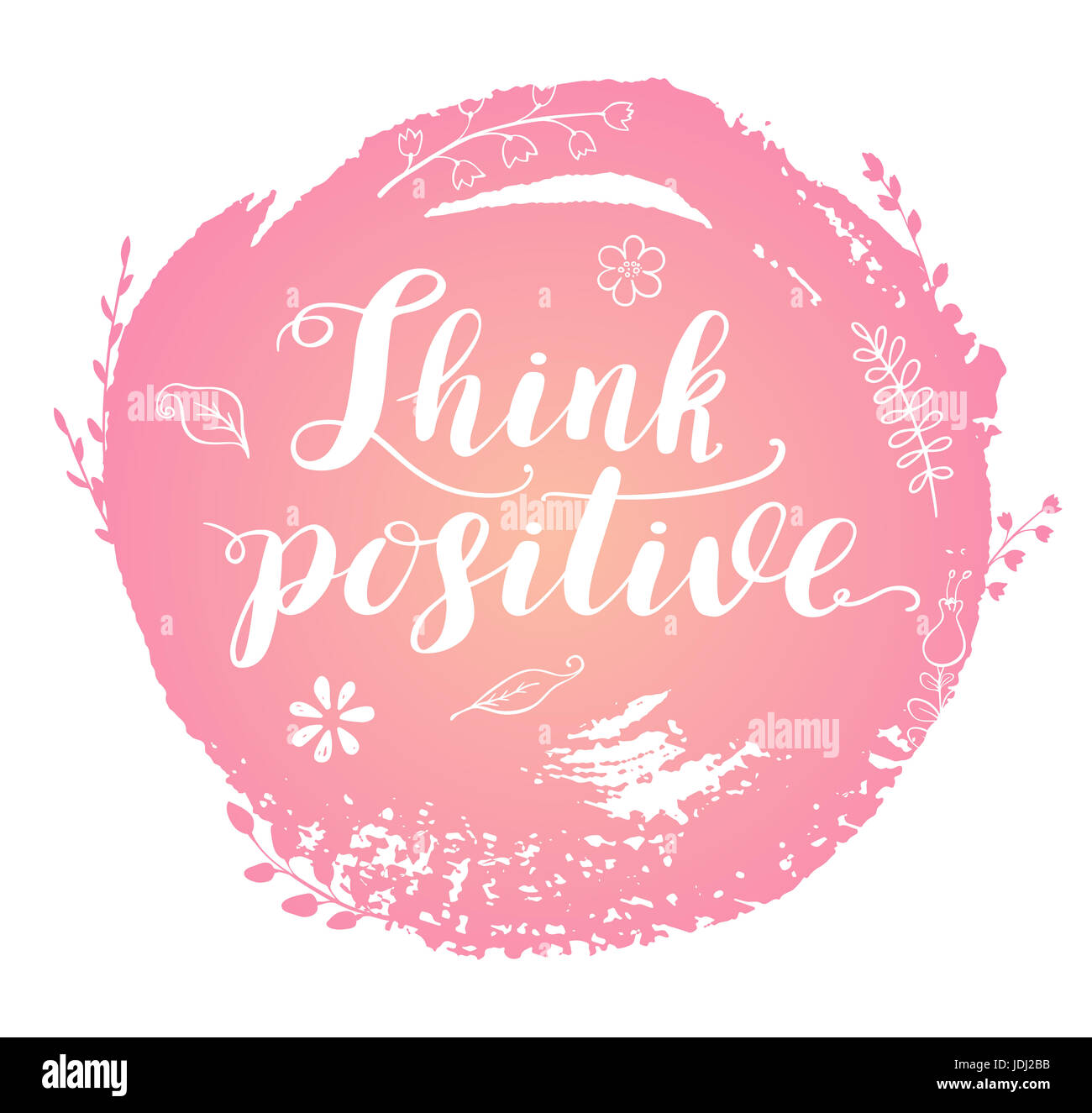 Abstract greeting card with pink round blot and calligraphy. Think ...