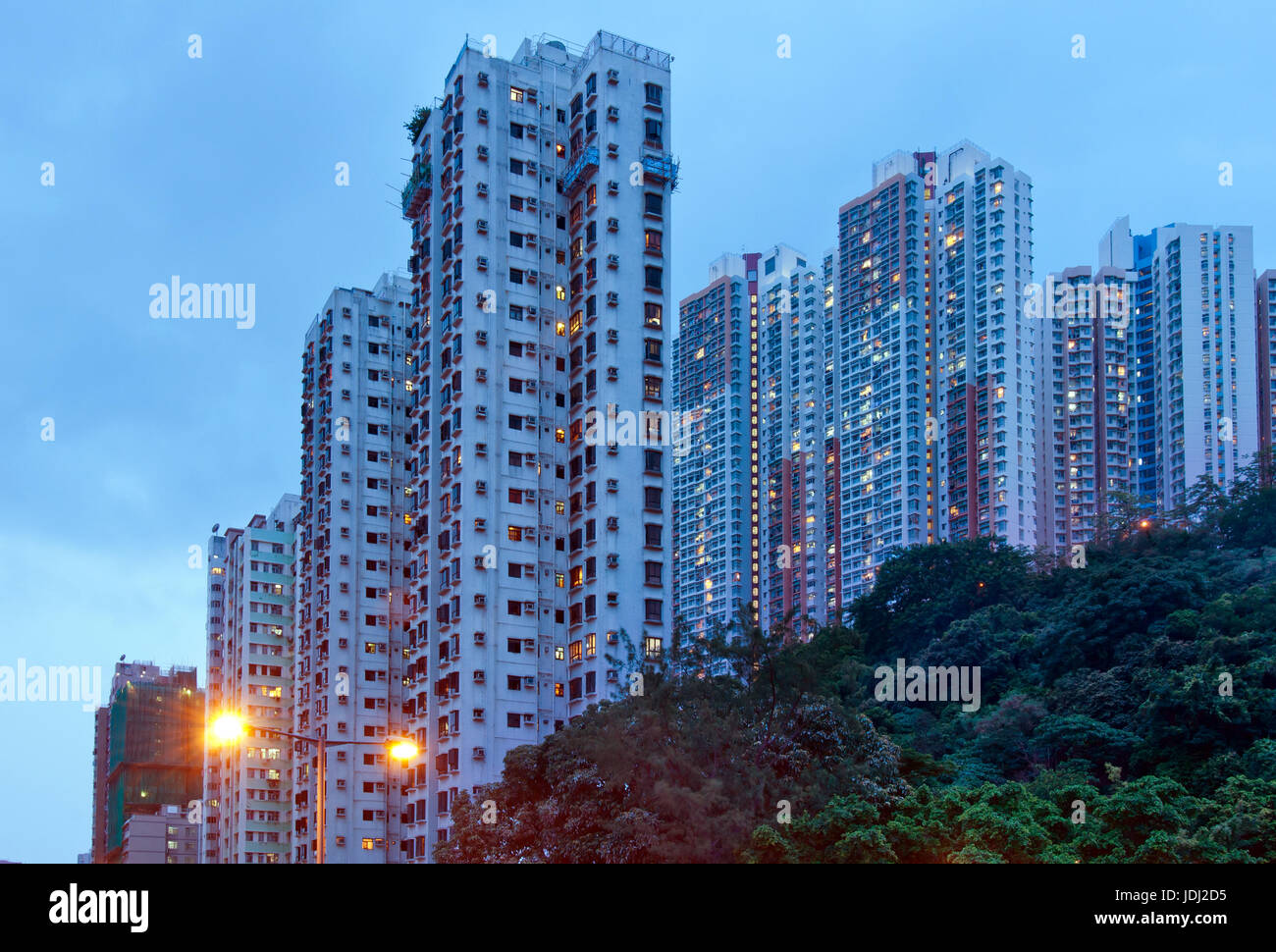 Night view of Hong Kong high-rise residential Stock Photo - Alamy