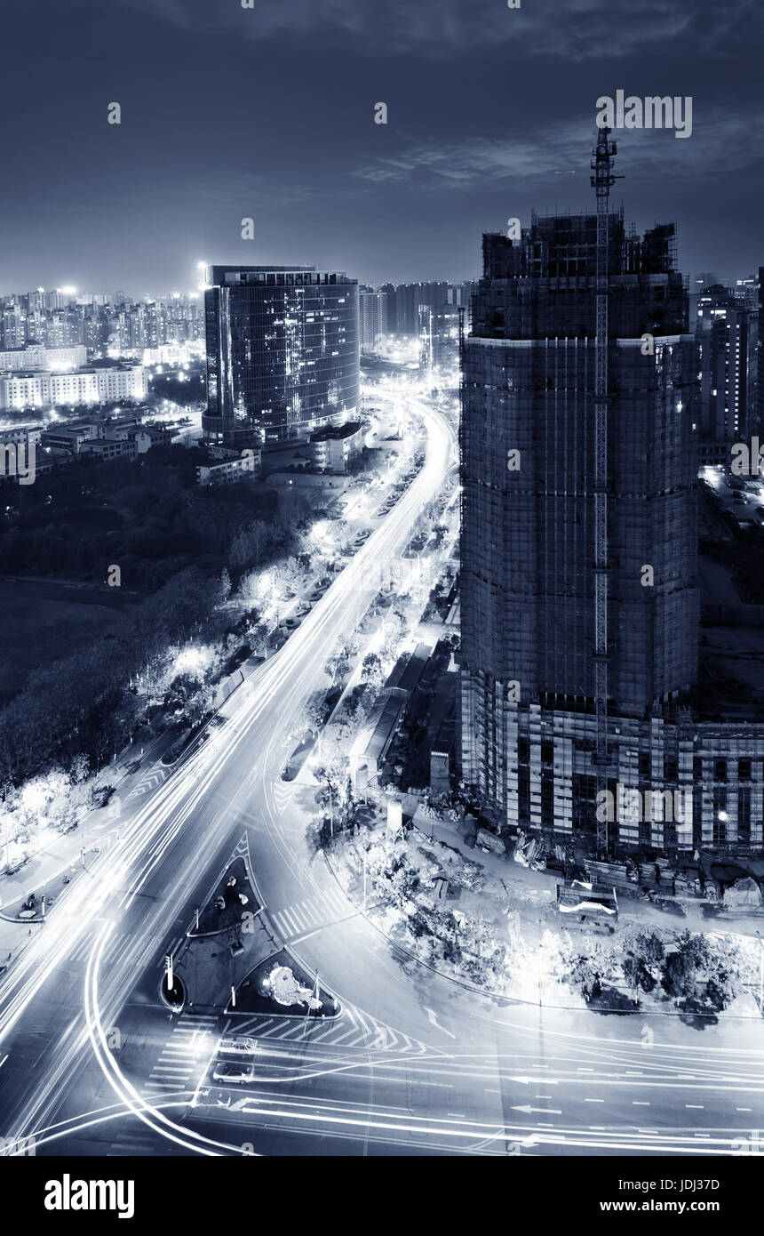 Aerial view of city night Stock Photo - Alamy