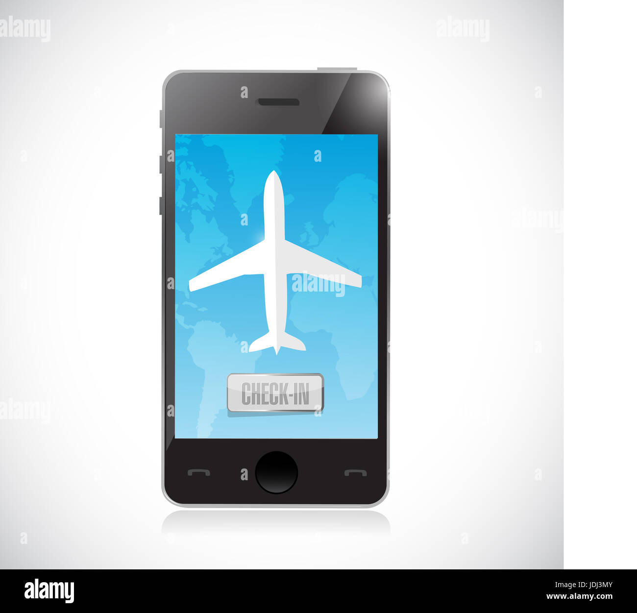 mobile check in for a flight. isolated illustration design over a white ...