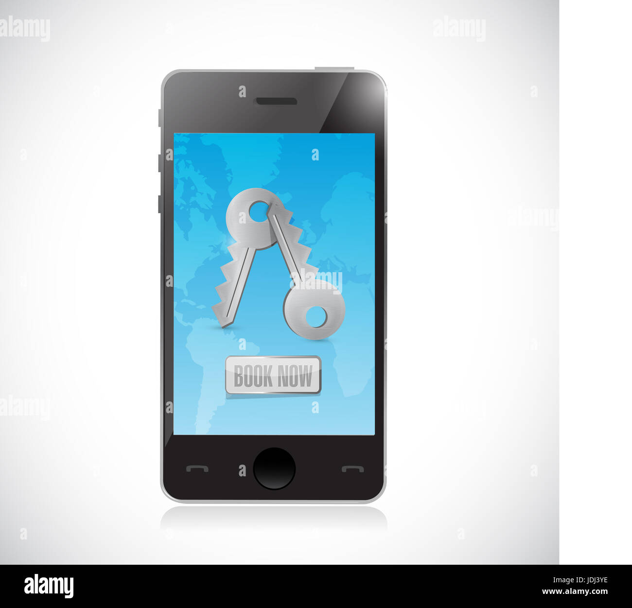 book now reservation on a mobile phone. isolated illustration over ...