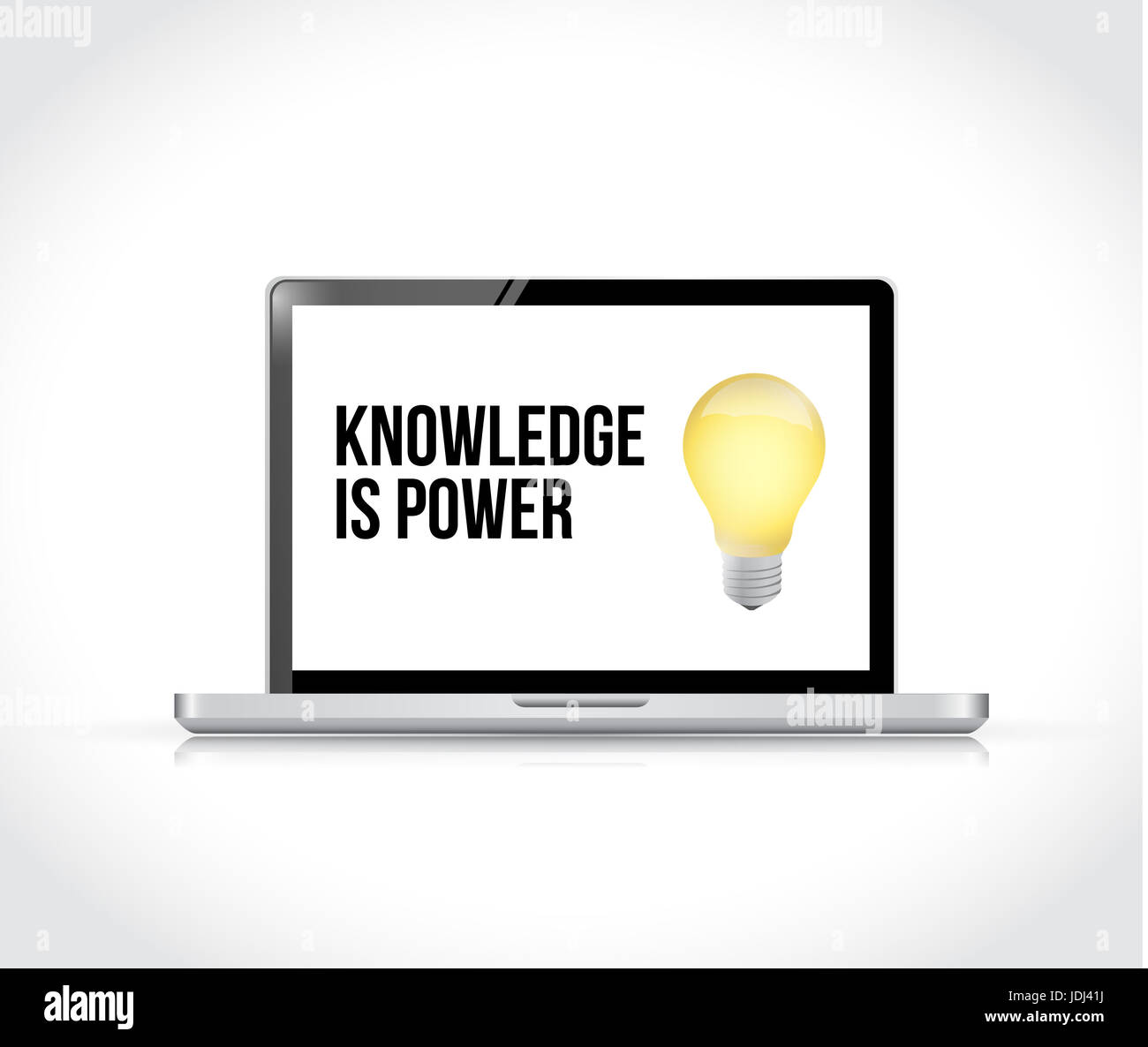 knowledge is power sign on a computer. isolated illustration over white ...