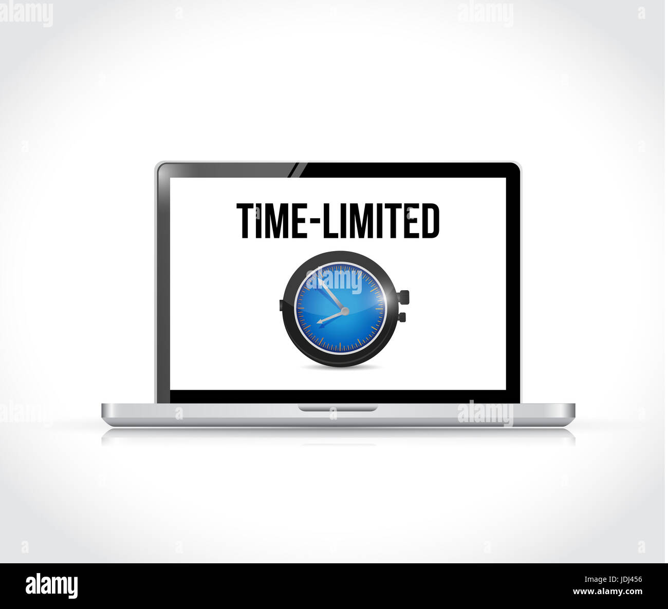 time limited sign on a laptop computer. isolated illustration over ...